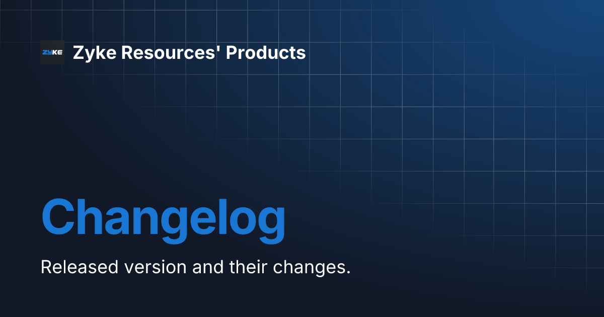 Changelog | Zyke Resources' Products
